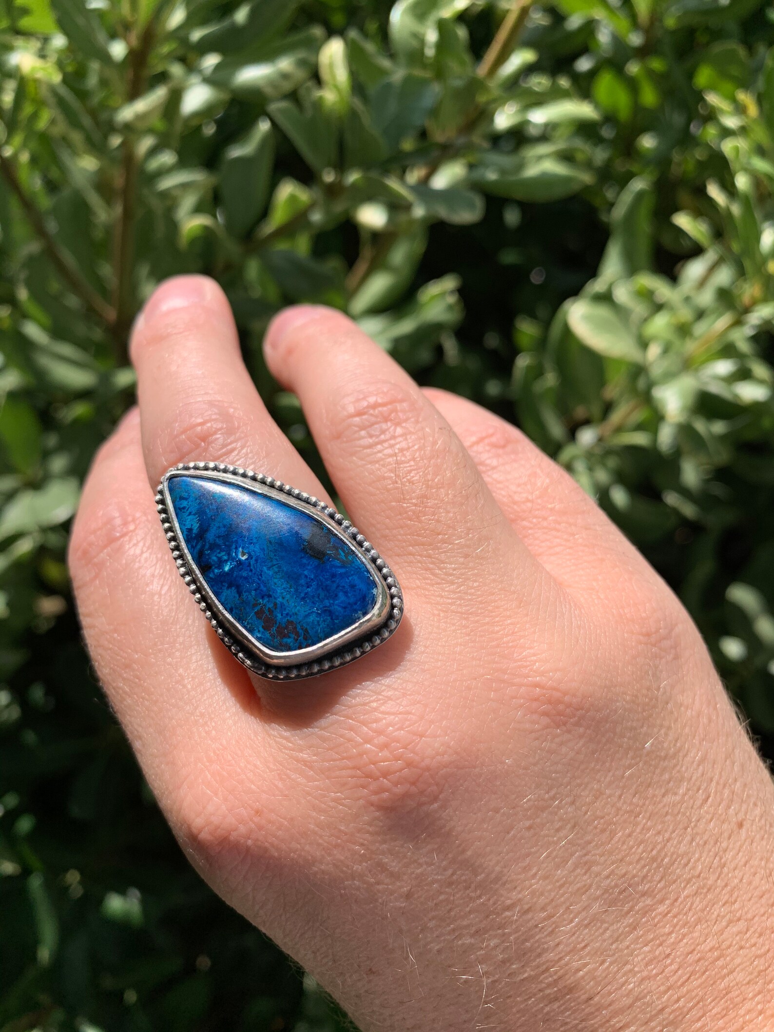 Sterling Silver Shattuckite Ring Big Gemstone Ring Statement - Etsy