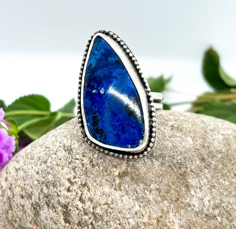 Sterling Silver Shattuckite Ring Big Gemstone Ring Statement - Etsy