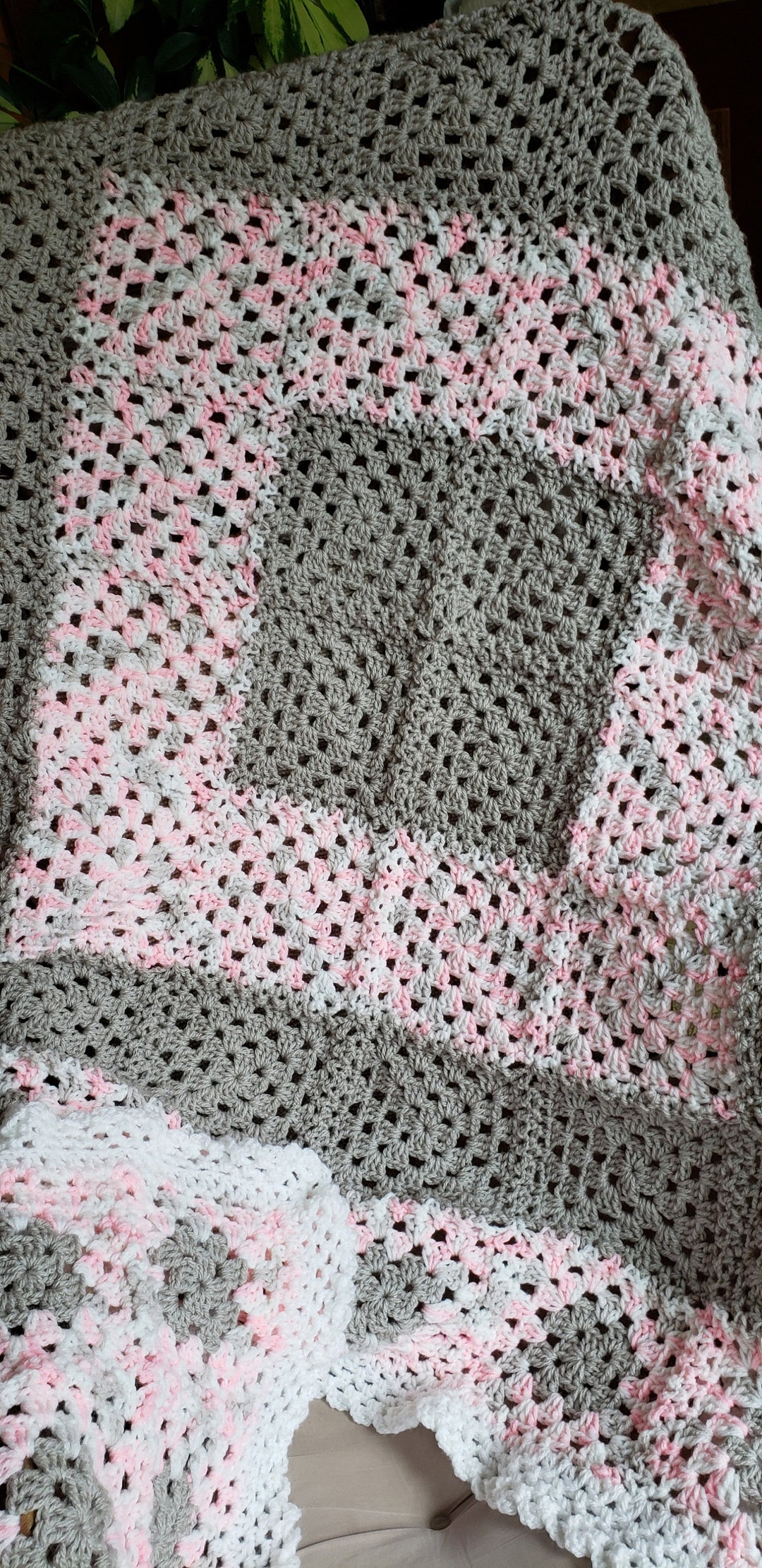 Pretty Puffs Baby Blanket in Pink and Gray - Etsy