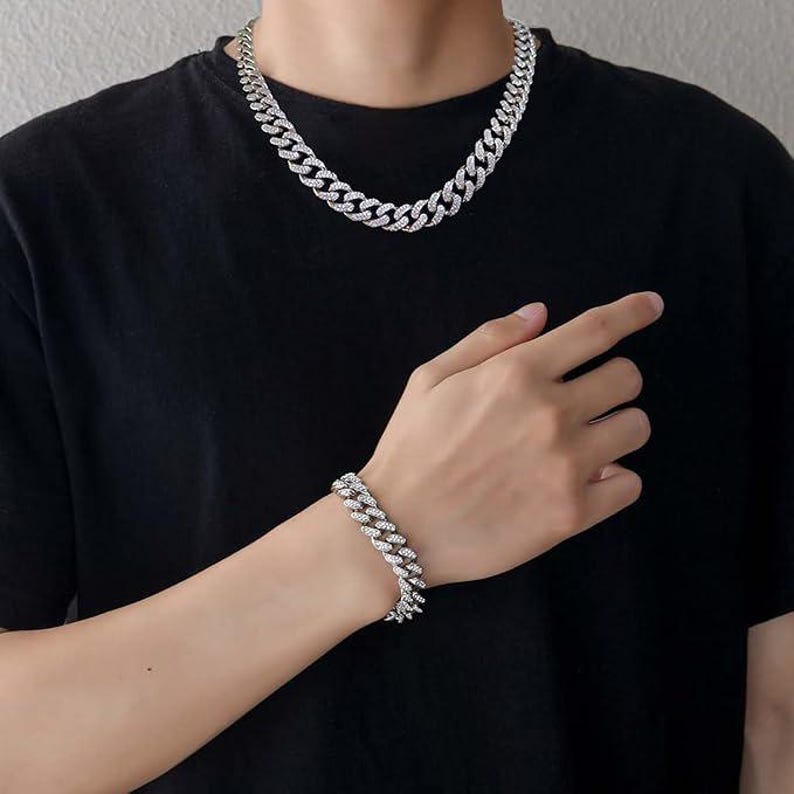 Moissanite Prong Miami Cuban Link Chains and Bracelets, Cuban Link ...