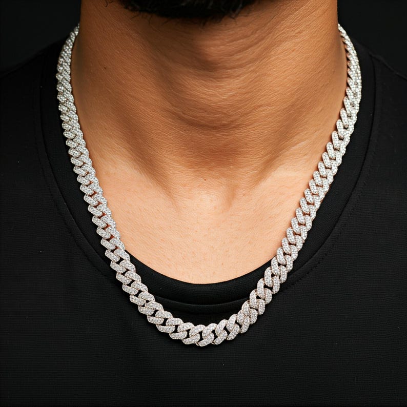 Moissanite Prong Miami Cuban Link Chains and Bracelets, Cuban Link ...