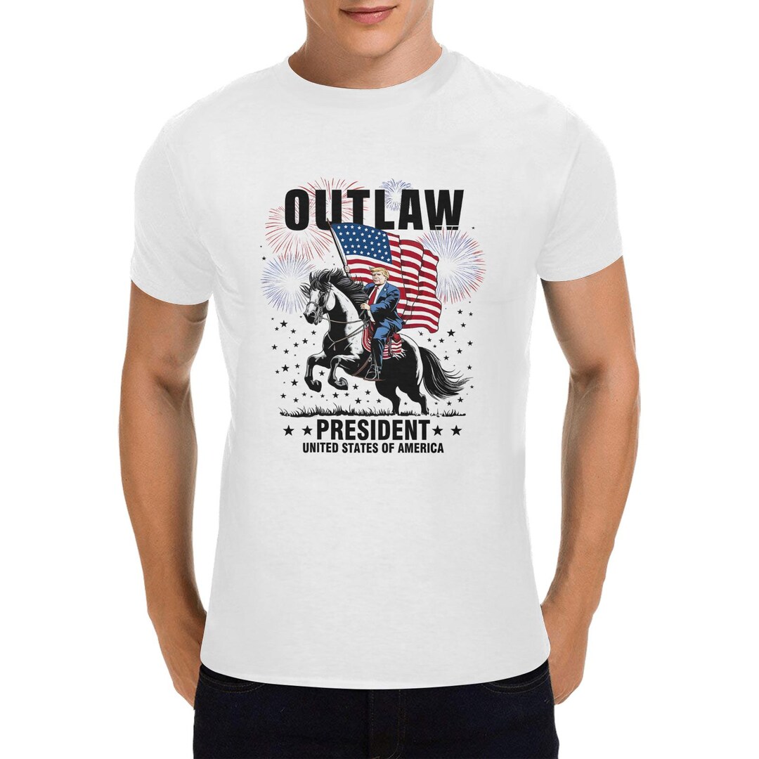 Outlaw President Donald Trump Men's Gildan T-shirt 100% Cotton USA Size ...