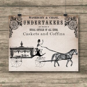Halloween Undertaker Skeleton Art Print Hearse Ad Steampunk - Etsy