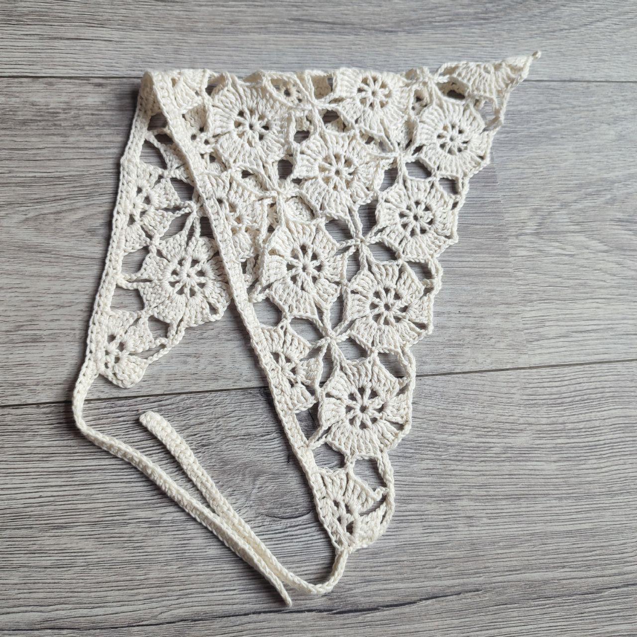 Boho Crochet Triangle Head Scarf, Handmade Cotton Bandana, Summer Hair ...