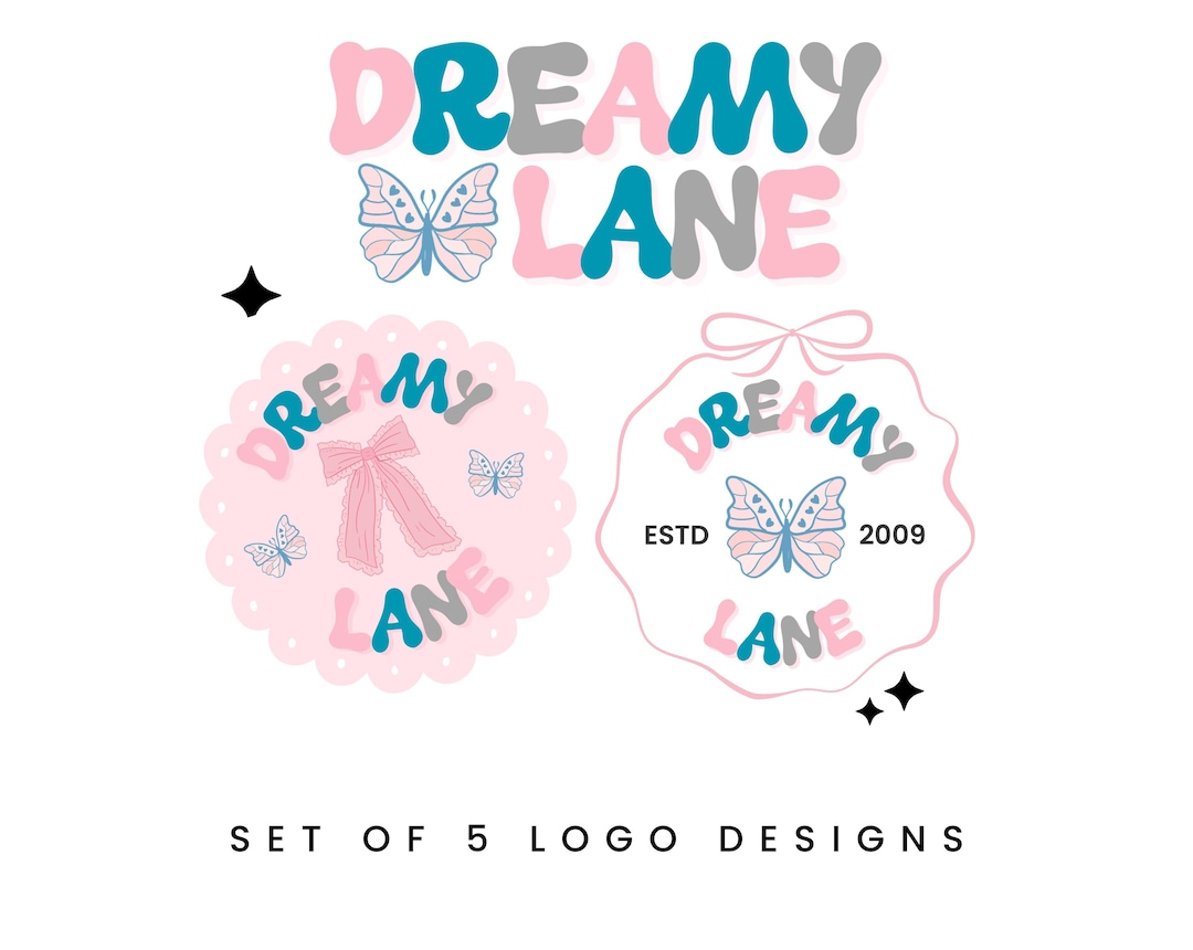 Cute Pastel Logos Set Canva Template - Editable Branding Designs for ...