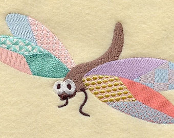 PATCHWORK DRAGONFLY Machine Embroidered Quilt BlocksAZEB | Etsy