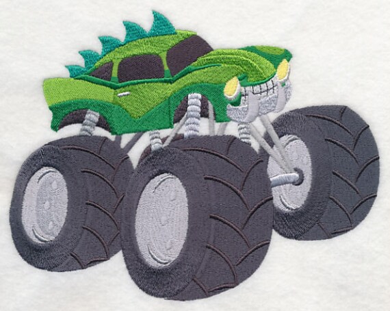MONSTER TRUCK GODZILLA Machine Embroidery Quilt Block - Etsy