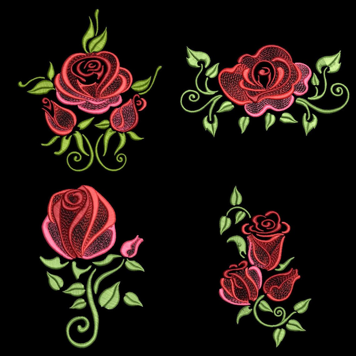PASSION ROSES 4inch 10 Machine Embroidery Designs Instant - Etsy