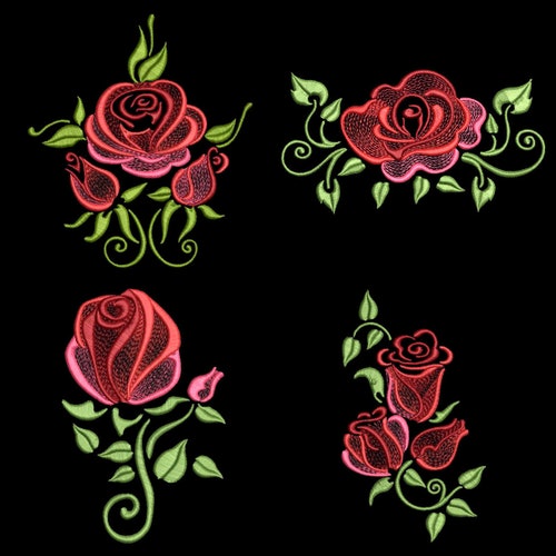 Damask Roses Quilt Machine Embroidery Designs Pack Instant - Etsy