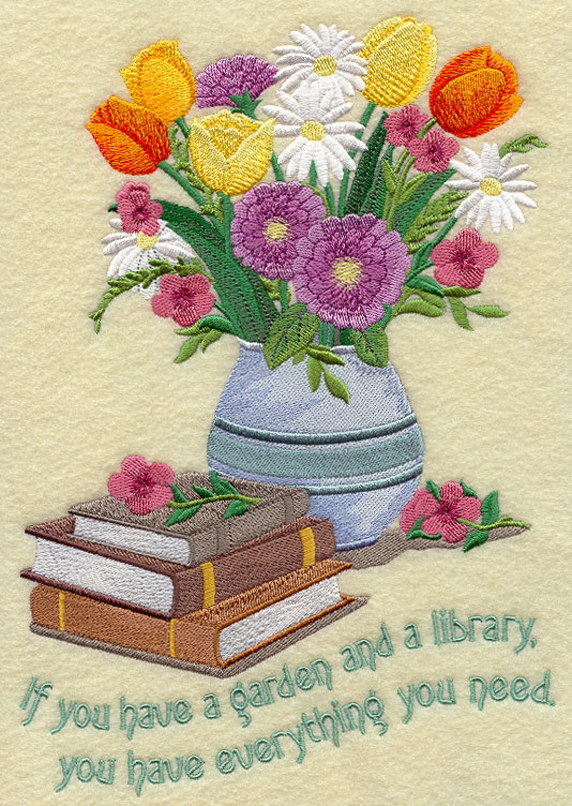 If You Have a GARDEN and A LIBRARY Machine Embroidery Quilt | Etsy