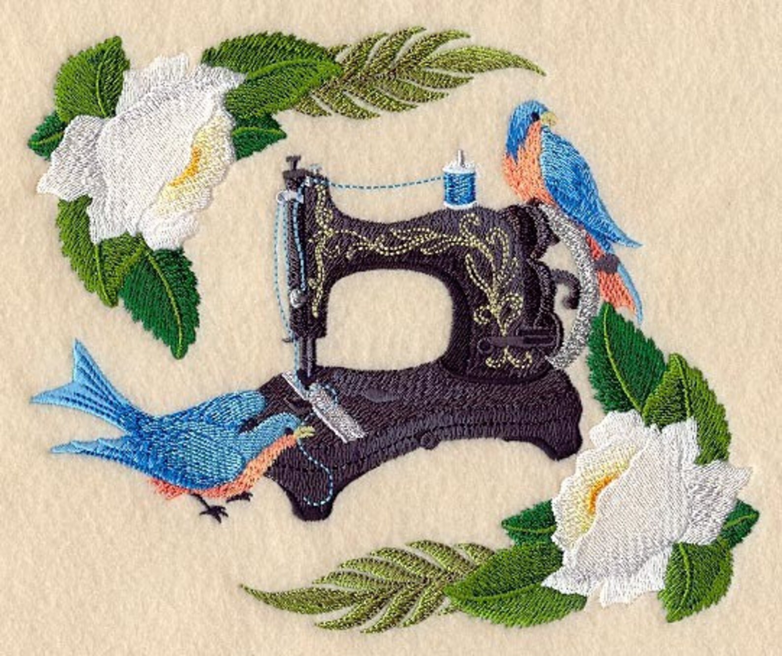 ANTIQUE SEWING MACHINE With Bluebirds Machine Embroidery - Etsy