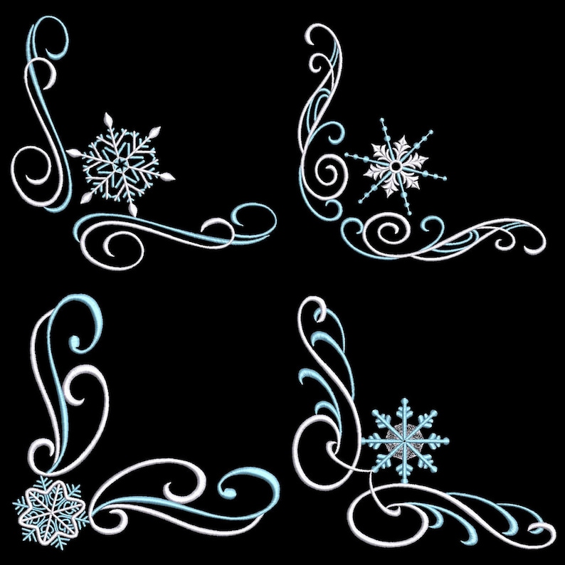 SNOWFLAKE CORNERS (4inch) - 10 Machine Embroidery Designs Instant ...