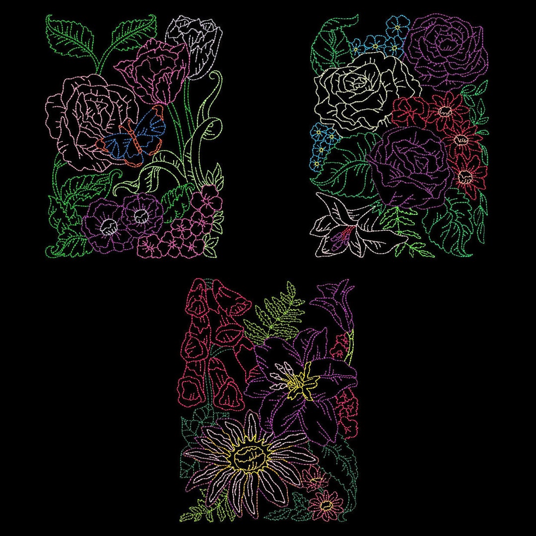 VINTAGE FLORAL BLOCKS (6inch) - 10 Machine Embroidery Designs Instant ...