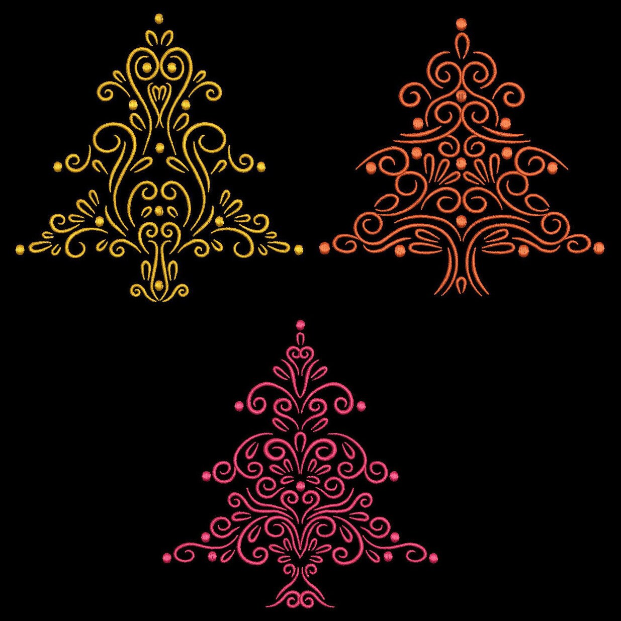 CURLY CHRISTMAS TREES 4inch10 Machine Embroidery Design | Etsy