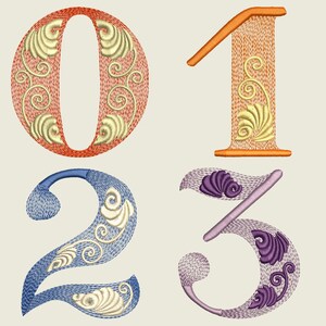 FEATHER ALPHABET and NUMBERS (3.88in)- 36 Machine Embroidery Designs ...
