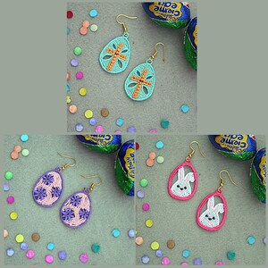 FSL EASTER EGG Earrings (1.50 Inch) (free Standing Lace)- 10 Machine ...