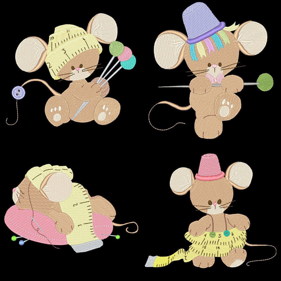 SEW SWEET MICE Design Pack2 4inch 10 Machine Embroidery - Etsy