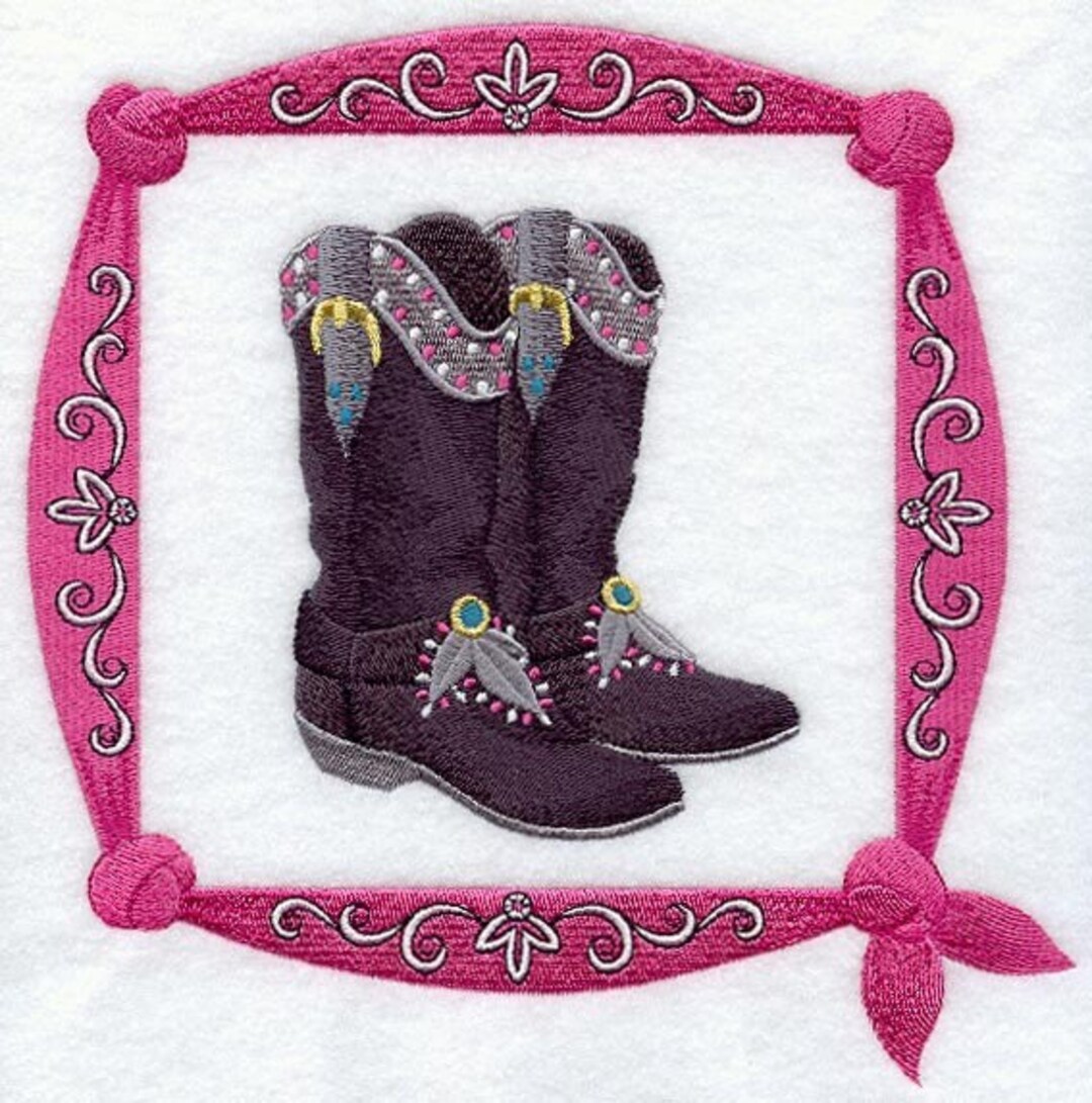Western SQUARE DANCING BOOTS Machine Embroidery Quilt Block azeb - Etsy