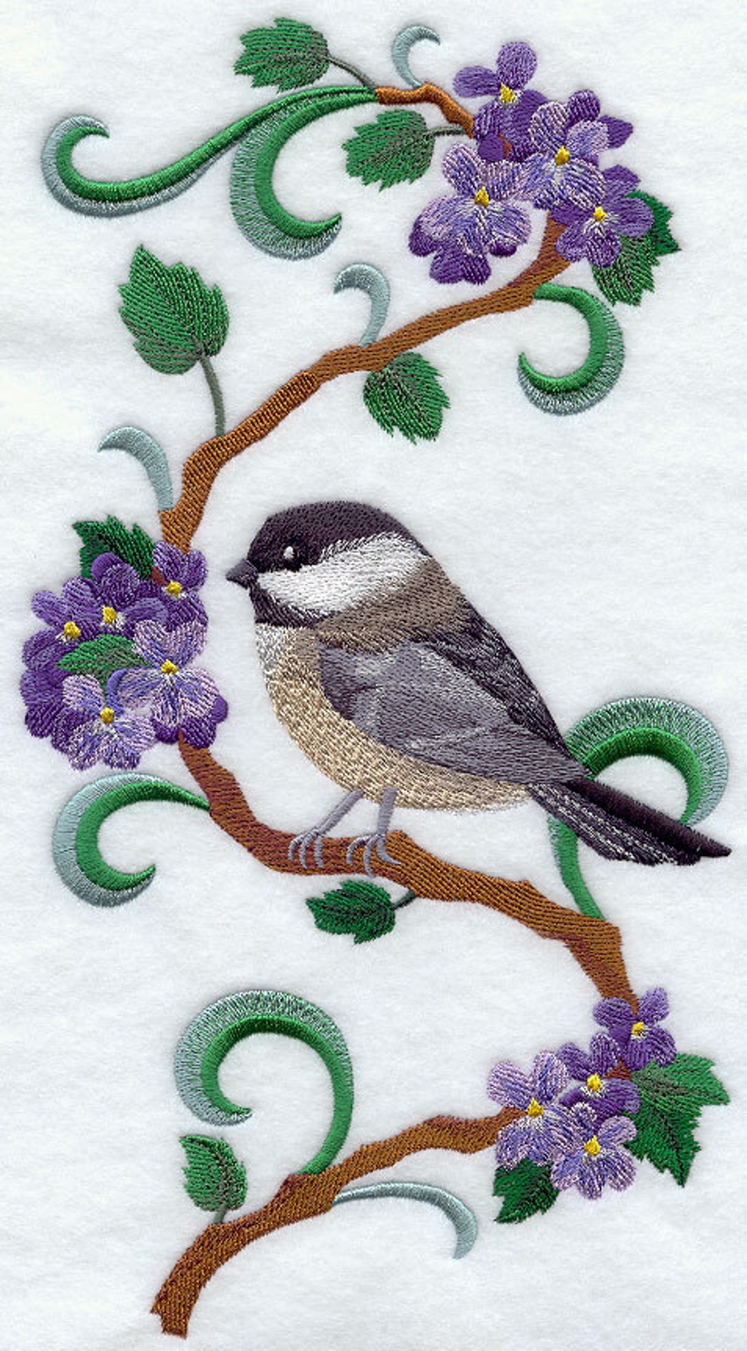 NEW BRUNSWICK Black-capped Chickadee and Purple Violet Medley - Machine ...