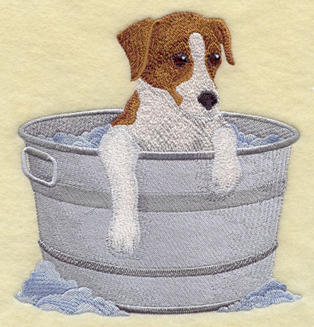JACK RUSSELL in BATHTUB - Machine Embroidered Quilt Blocks (azeb) - Etsy