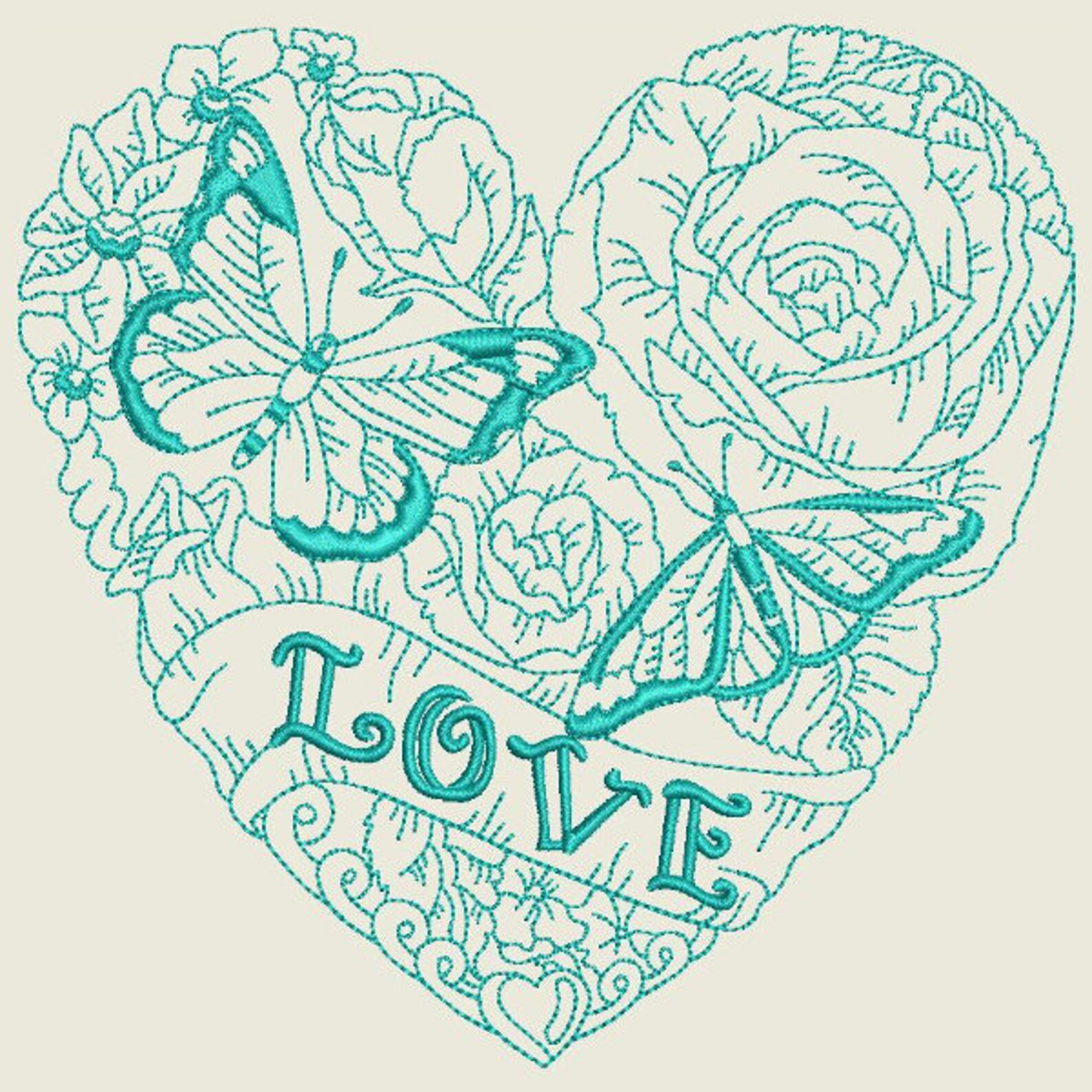 LOVE HEARTS 6inch10 Machine Embroidery Design Instant | Etsy