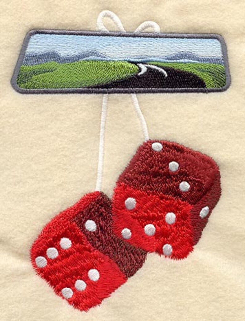 FUZZY DICE Machine Embroidered Quilt Block azeb - Etsy