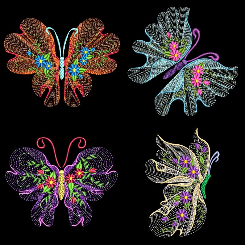 FLUTTERBY LUV #2 (5 Inch)- 10 Machine Embroidery Designs Instant ...