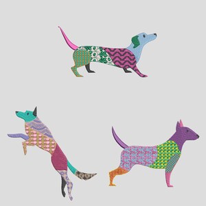 PATCHWORK DOGS (4inch) - 10 Machine Embroidery Designs Instant Download ...
