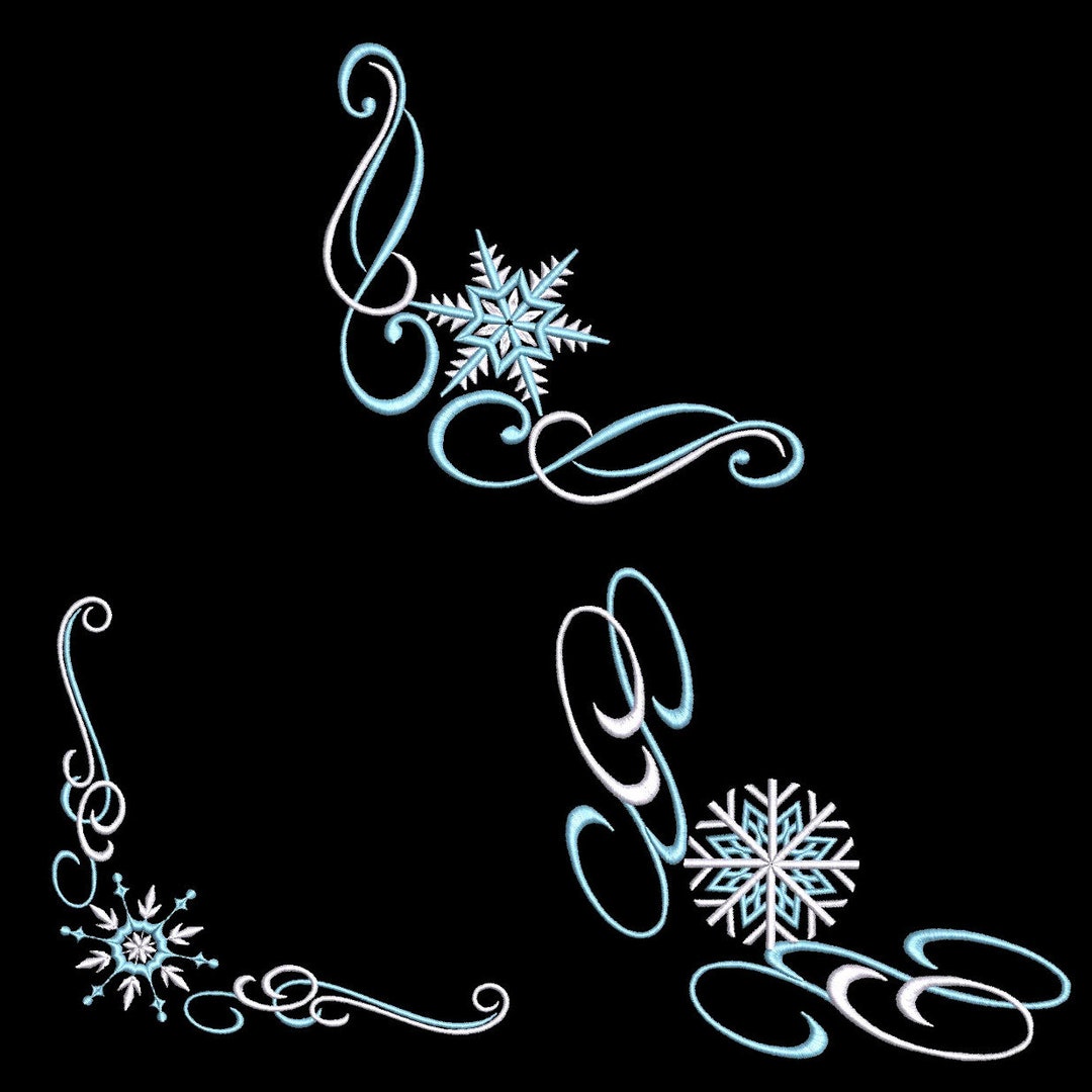 SNOWFLAKE CORNERS (5inch) - 10 Machine Embroidery Designs Instant ...