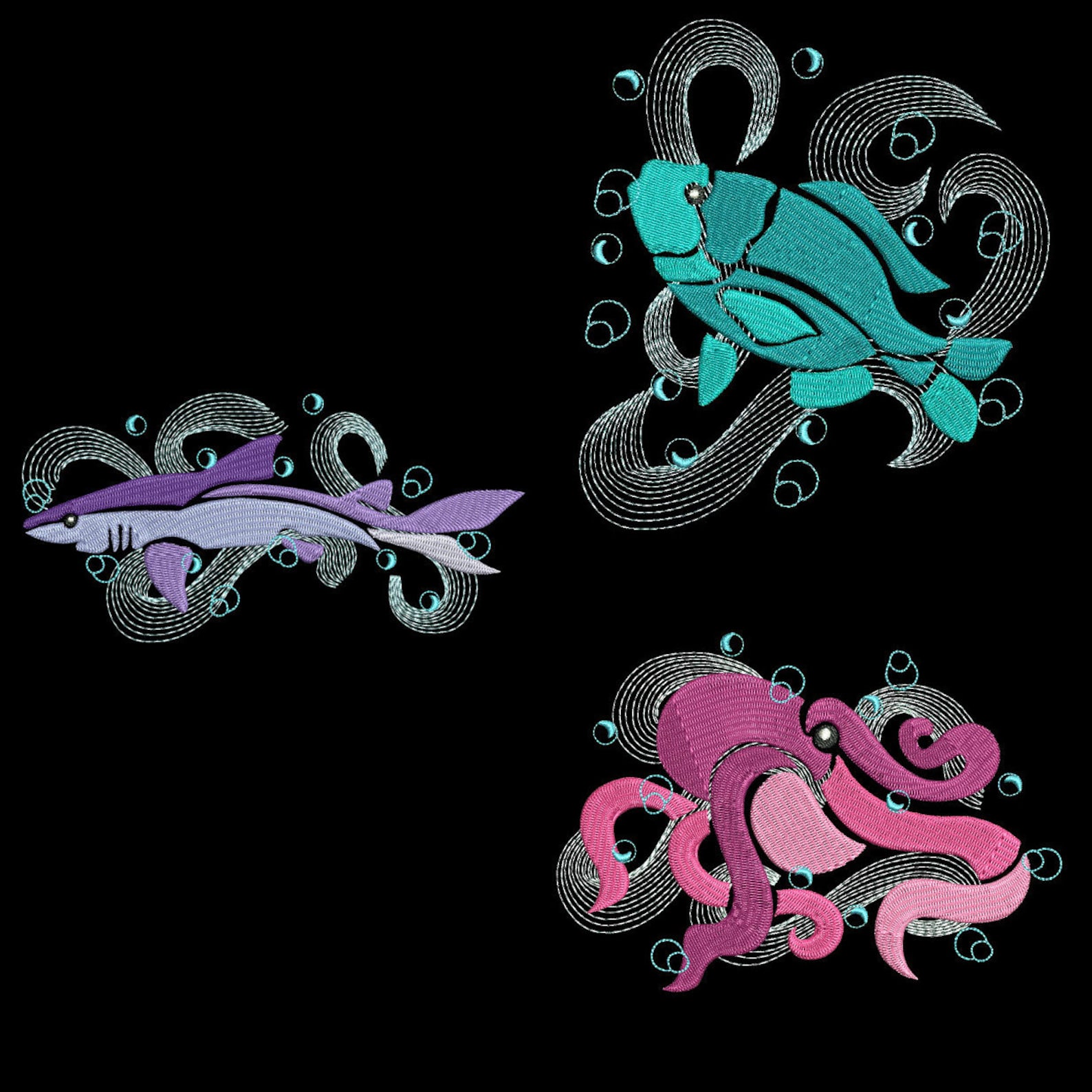 OCEAN FRIENDS 1 (4inch) - 10 Machine Embroidery Designs Instant ...