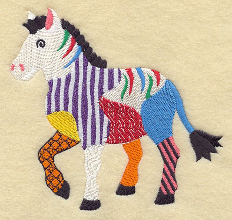 PATCHWORK ZEBRA Machine Embroidered Quilt Block azeb - Etsy