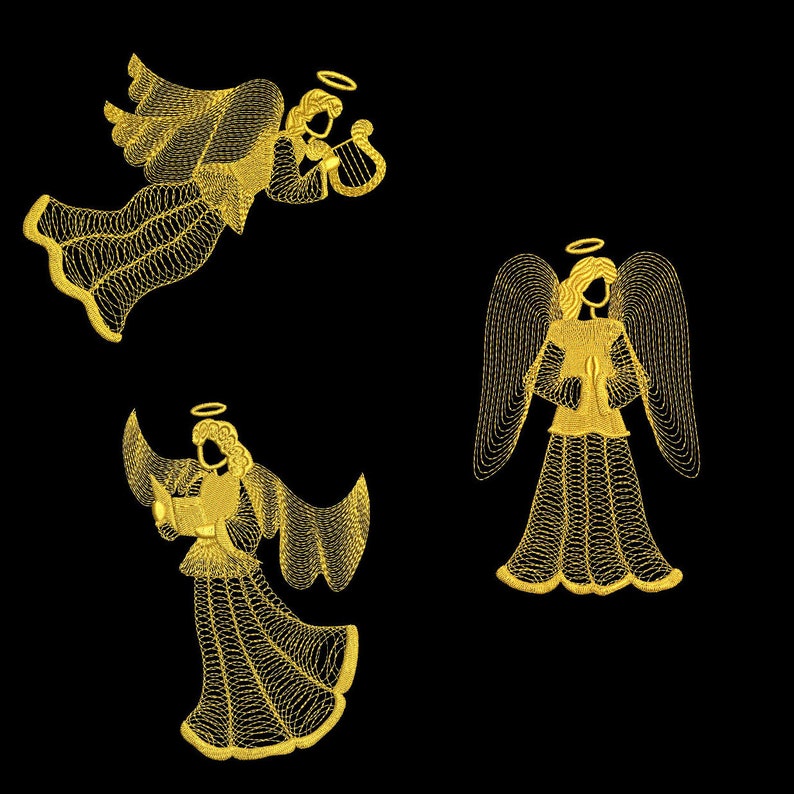 GOLDEN ANGELS 6inch 10 Machine Embroidery Designs Instant - Etsy