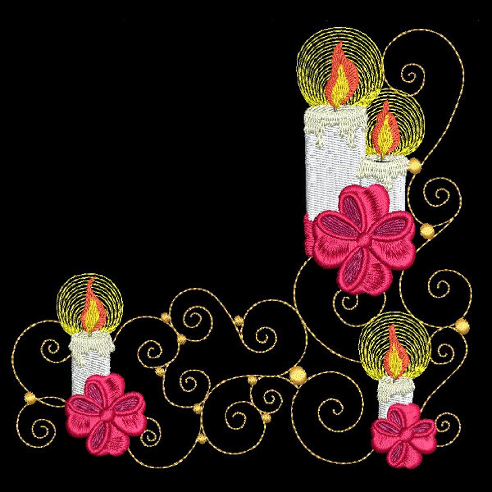 CURLY CANDLES (6inch) - 10 Machine Embroidery Designs Instant Download ...