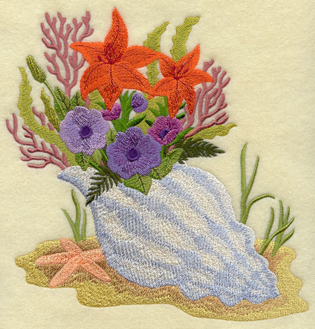 OCEAN BOUQUET 2- Machine Embroidered Quilt Blocks (azeb) - Etsy