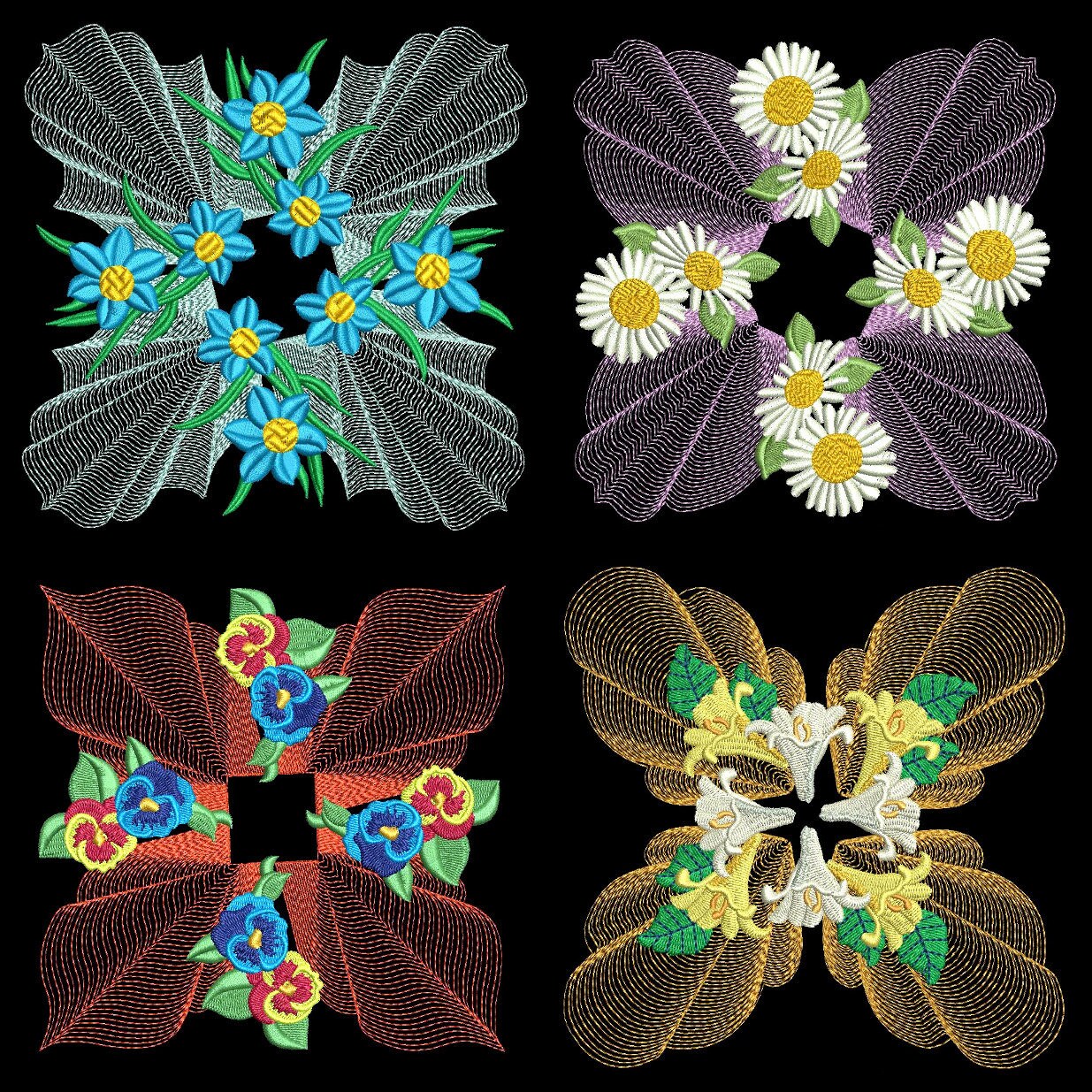 FLOWER SWIRLS (6INCH)- 10 Machine Embroidery Designs Instant Download ...