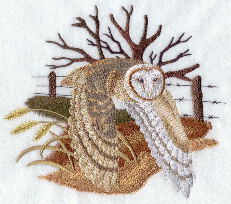 BARN OWL in FLIGHT Machine Embroidered Quilt Blocks azeb - Etsy