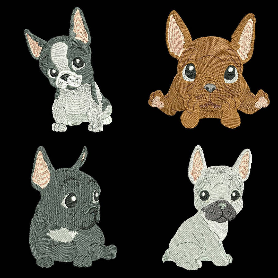 BABY FRENCHIE (4inch) - 10 Machine Embroidery Designs Instant Download ...