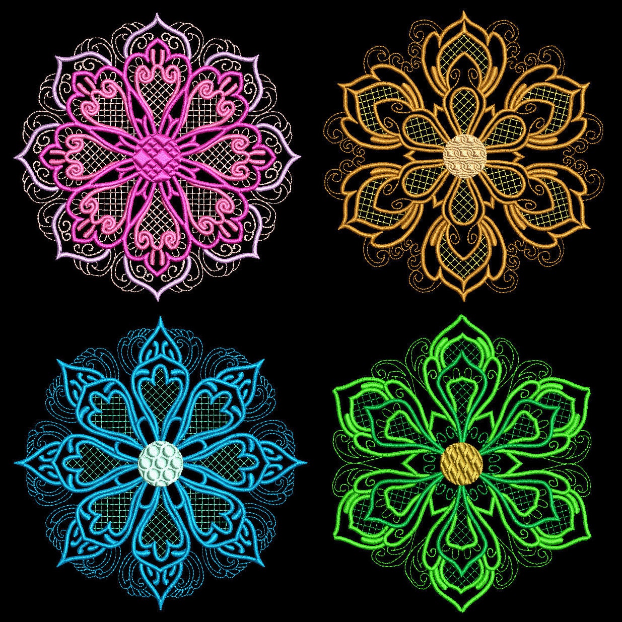 BLOOMING MEDALLIONS (5inch) - 12 Machine Embroidery Designs Instant ...