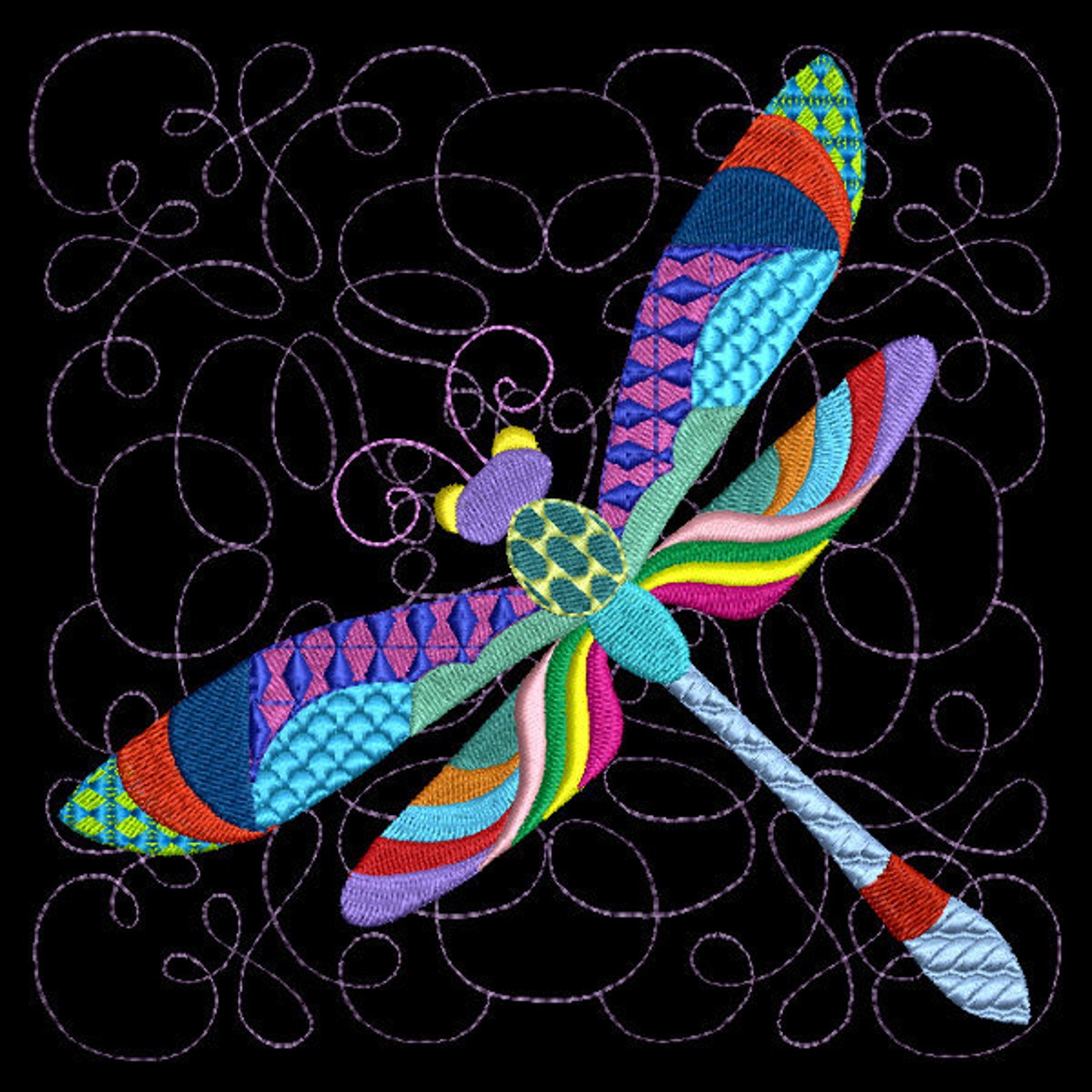PATCHWORK DRAGONFLIES (5inch) - 24 Machine Embroidery Designs Instant ...