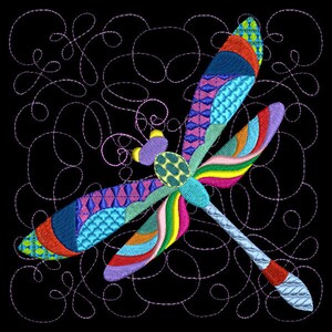 PATCHWORK DRAGONFLIES (5inch) - 24 Machine Embroidery Designs Instant ...