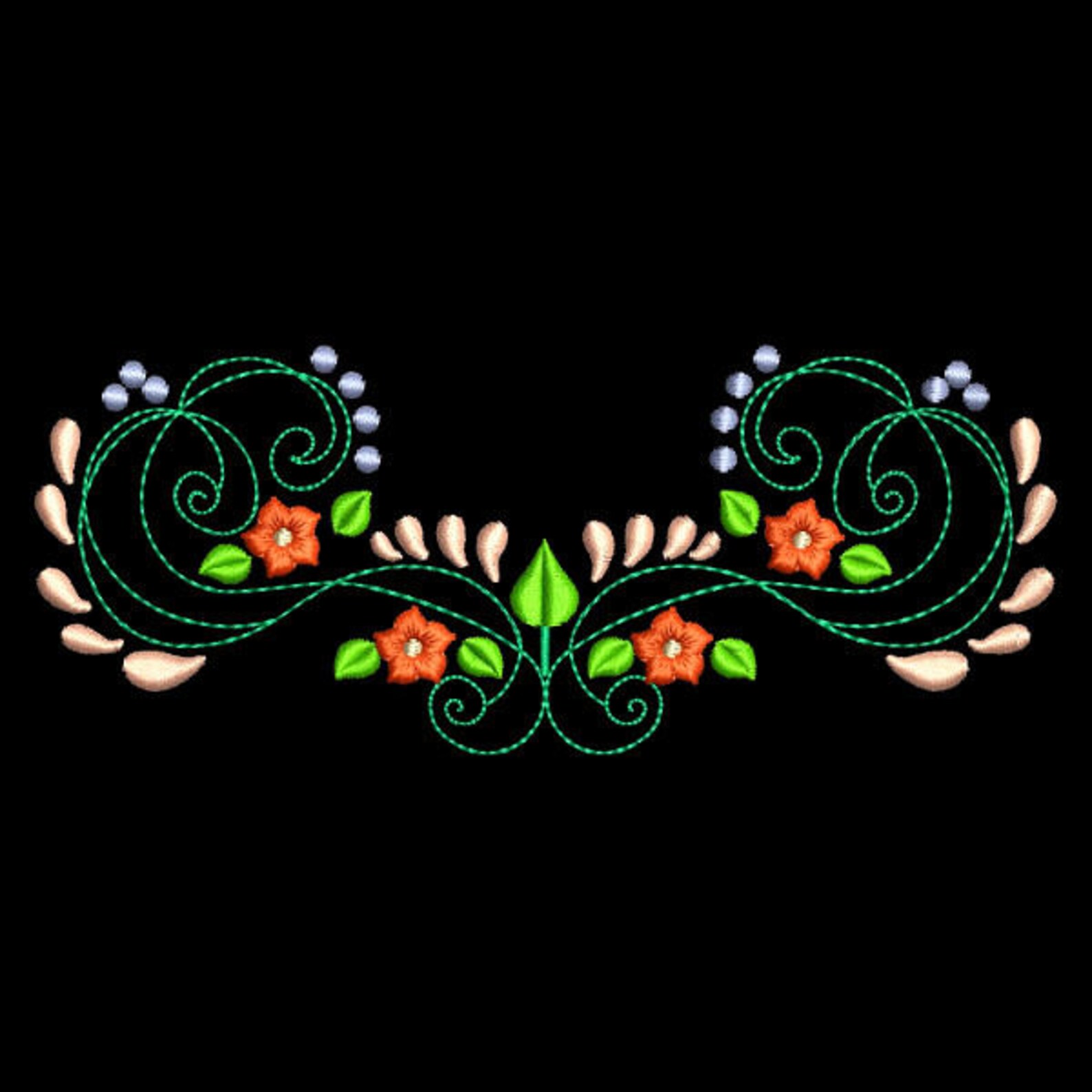 CURLY FLOWER BORDERS (6inch) - 10 Machine Embroidery Designs Instant ...