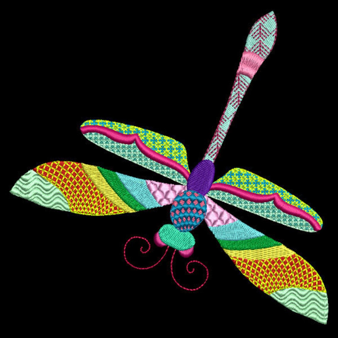 PATCHWORK DRAGONFLIES (6inch) - 24 Machine Embroidery Designs Instant ...