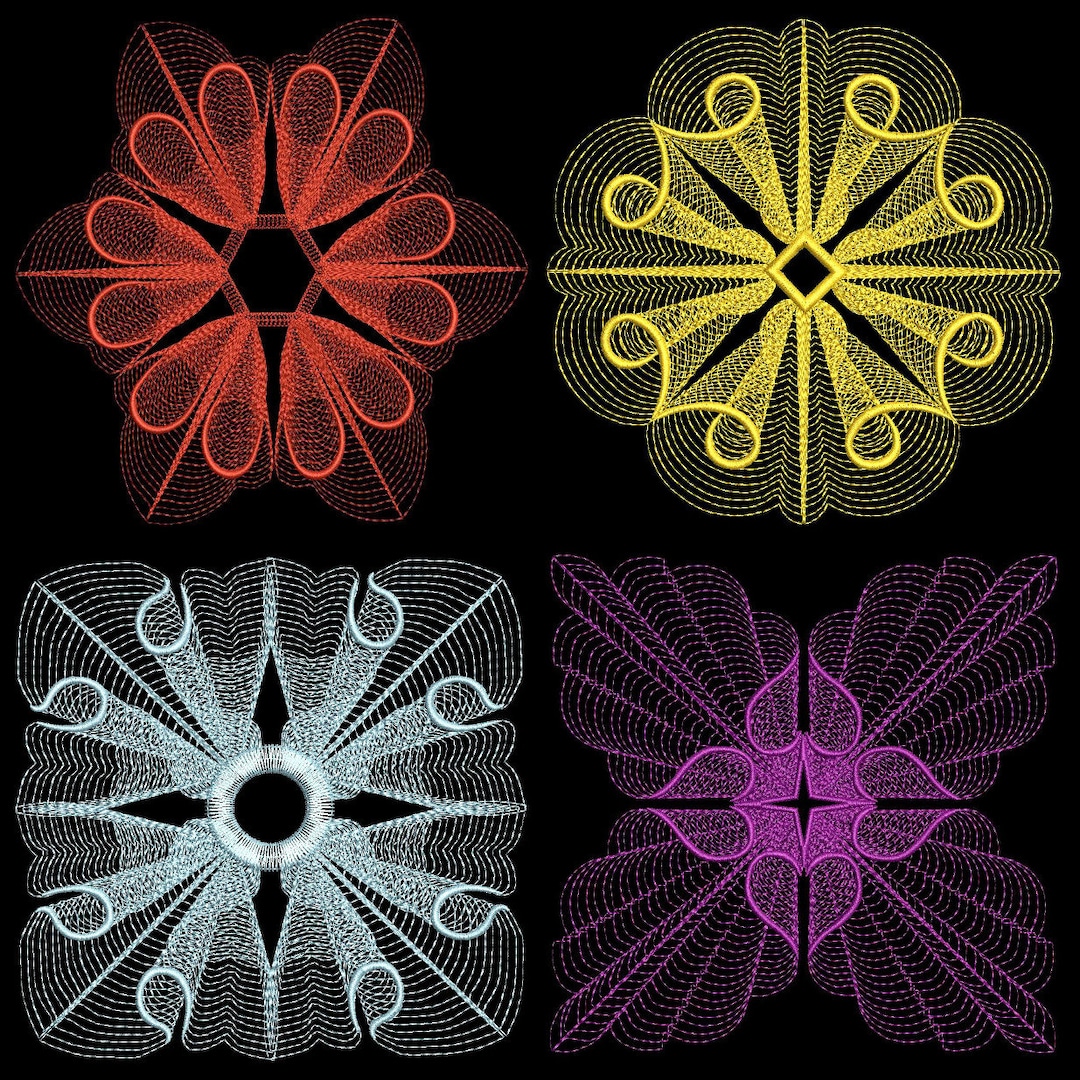 ELEGANT RIPPLE DESIGNS (4inch) - 10 Machine Embroidery Designs Instant ...