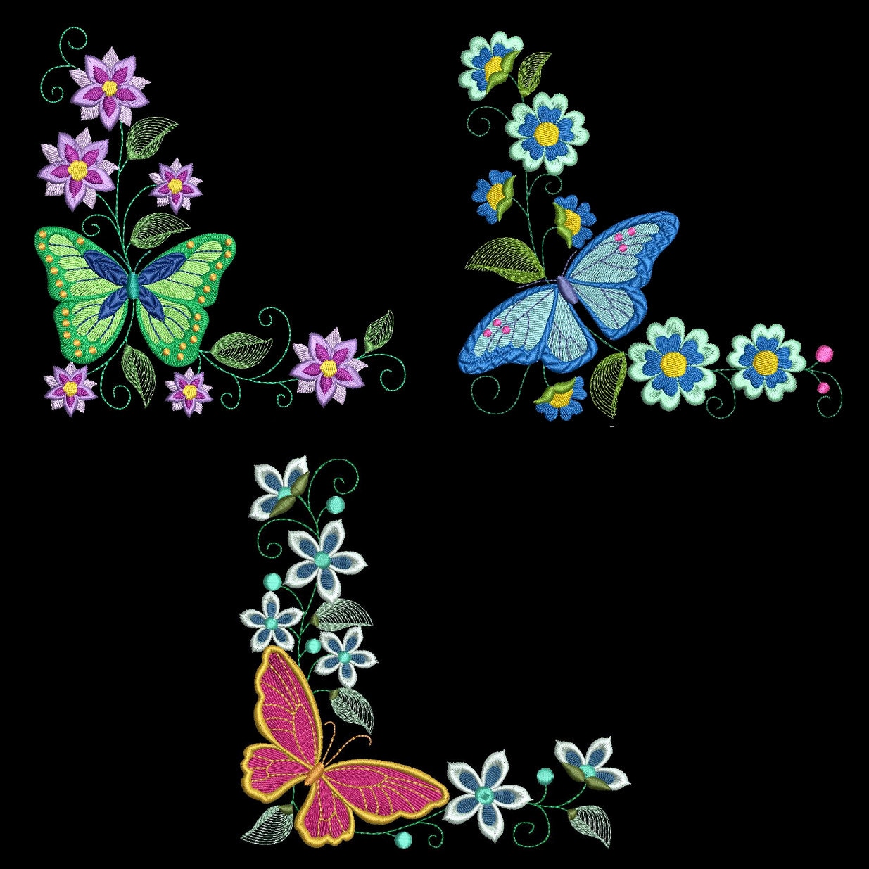 FLUTTERBY CORNERS (4inch) - 10 Machine Embroidery Designs Instant ...