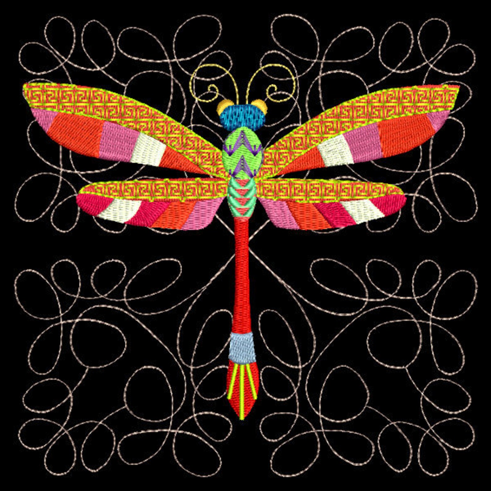 PATCHWORK DRAGONFLIES (4inch) - 24 Machine Embroidery Designs Instant ...