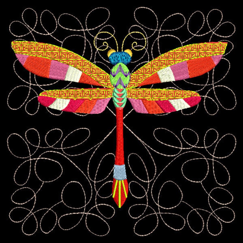 PATCHWORK DRAGONFLIES (4inch) - 24 Machine Embroidery Designs Instant ...