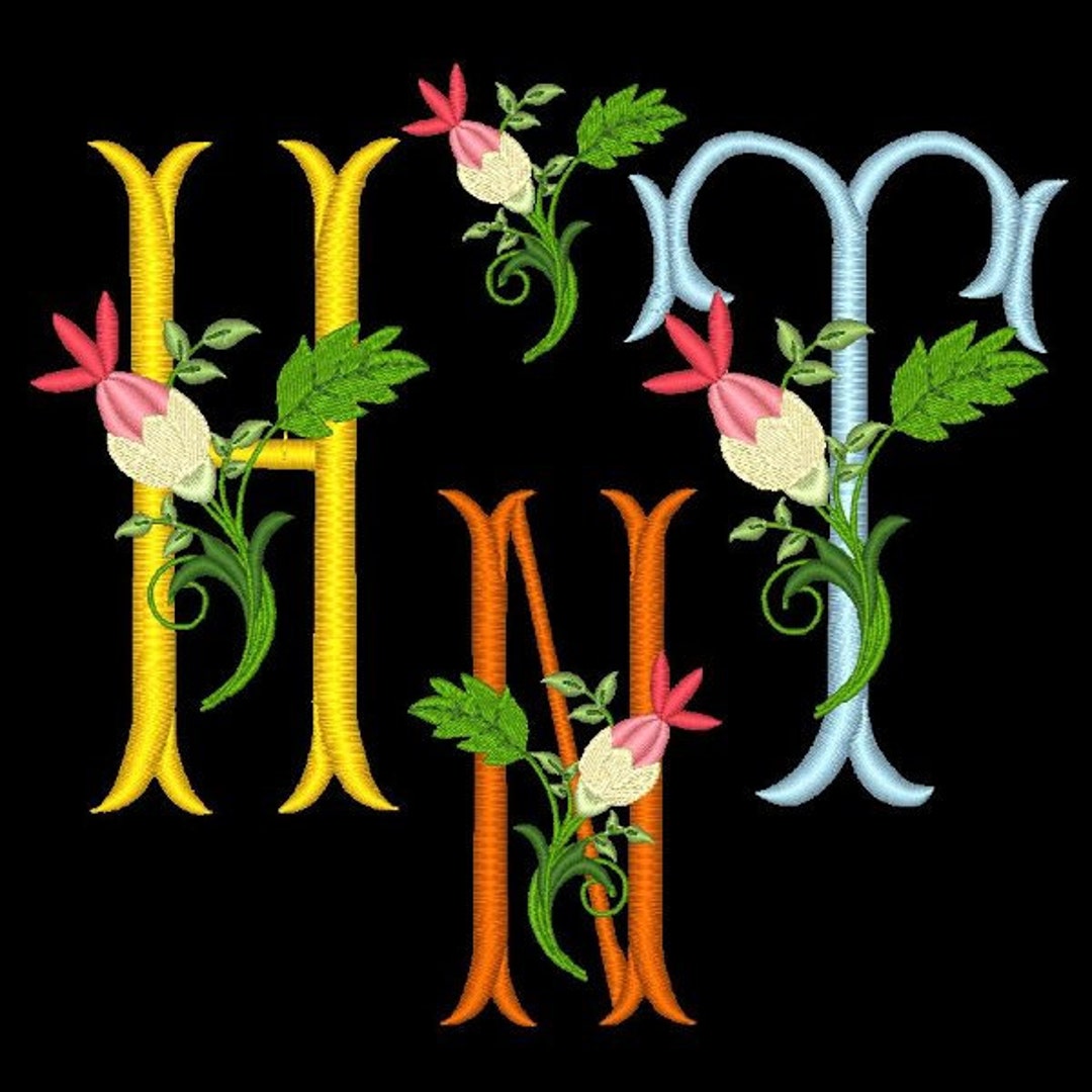 BELLFLOWER - 54 Machine Embroidery Font Designs Instant Download 4x4 ...