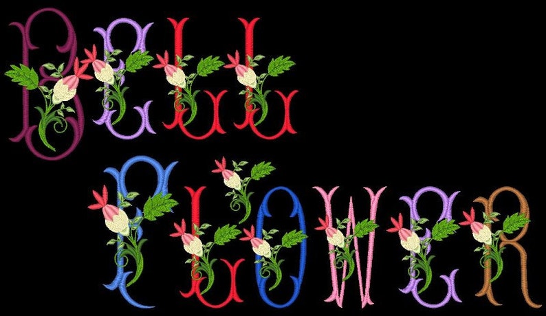 BELLFLOWER - 54 Machine Embroidery Font Designs Instant Download 4x4 ...