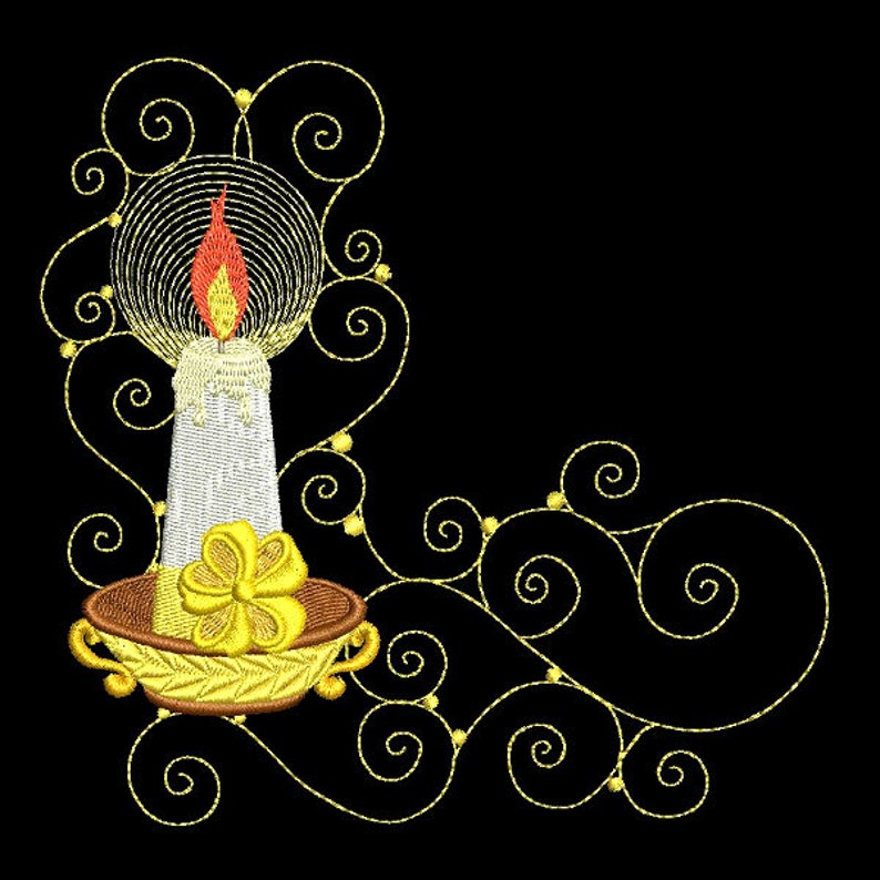 CURLY CANDLES (6inch) - 10 Machine Embroidery Designs Instant Download ...