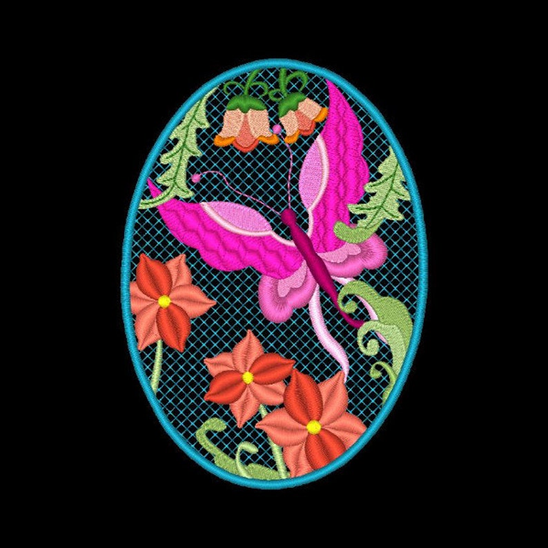FANCY FLUTTERBY OVAL 30 Machine Embroidery Designs Instant | Etsy